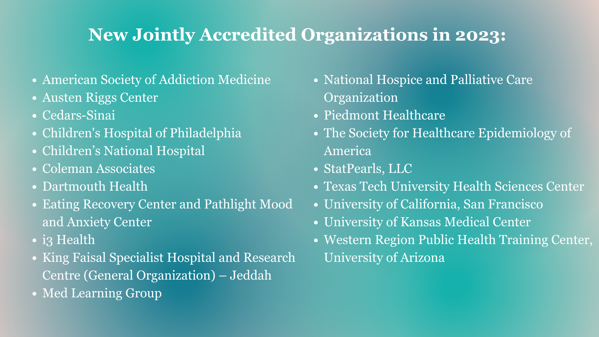 Joint Accreditation Newsletter: Welcome to Newly Accredited ...